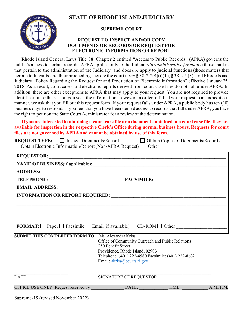 Form Supreme-19 - Fill Out, Sign Online and Download Fillable PDF ...