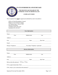Rhode Island Complaint Form Download Fillable PDF | Templateroller