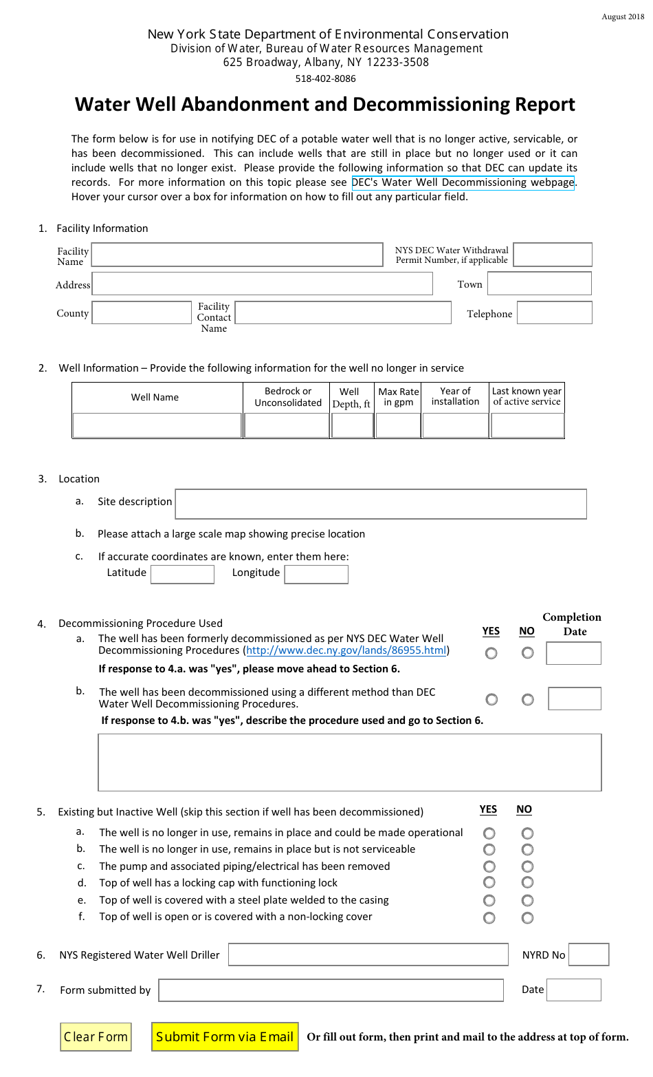 New York Water Well Abandonment and Decommissioning Report - Fill Out ...