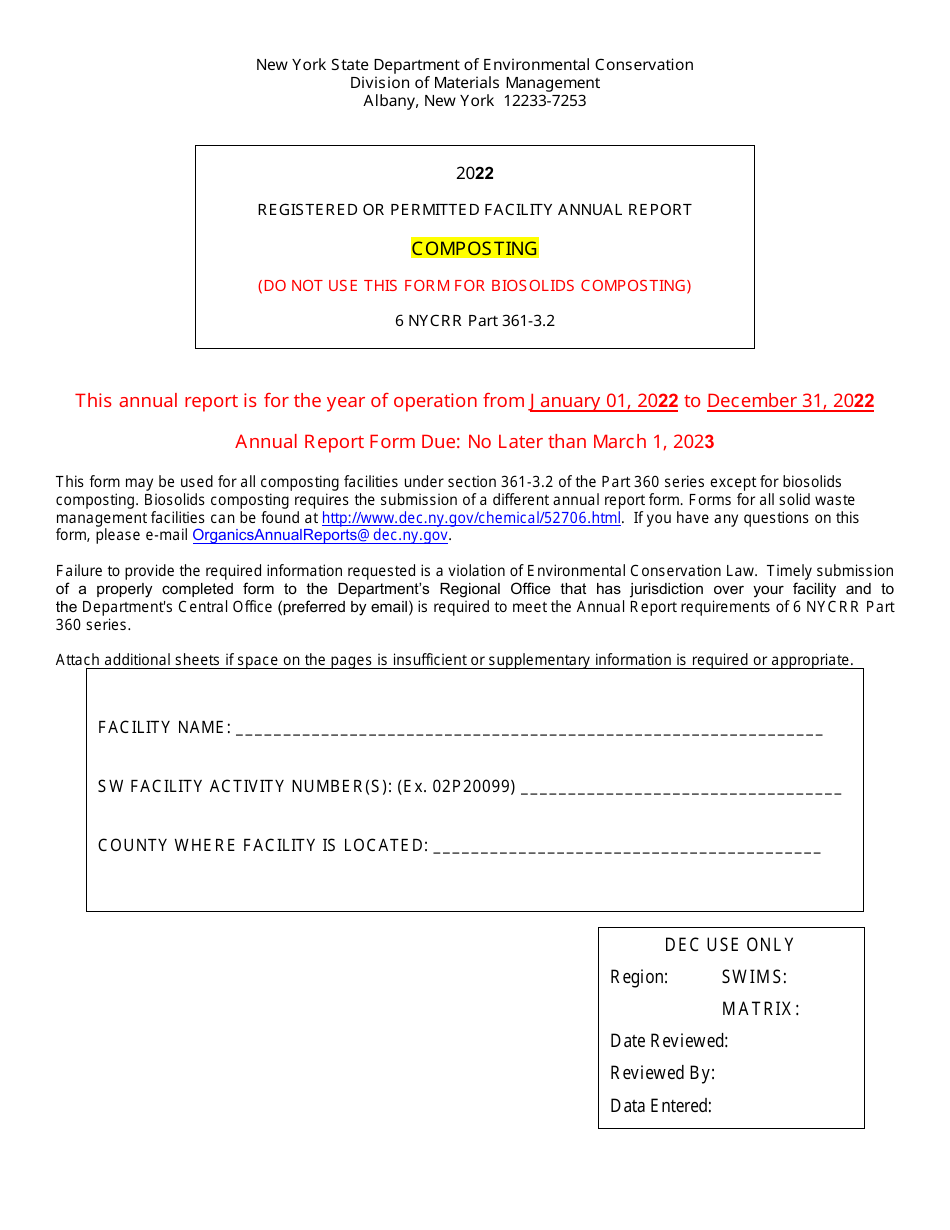 2022 New York Registered or Permitted Facility Annual Report ...