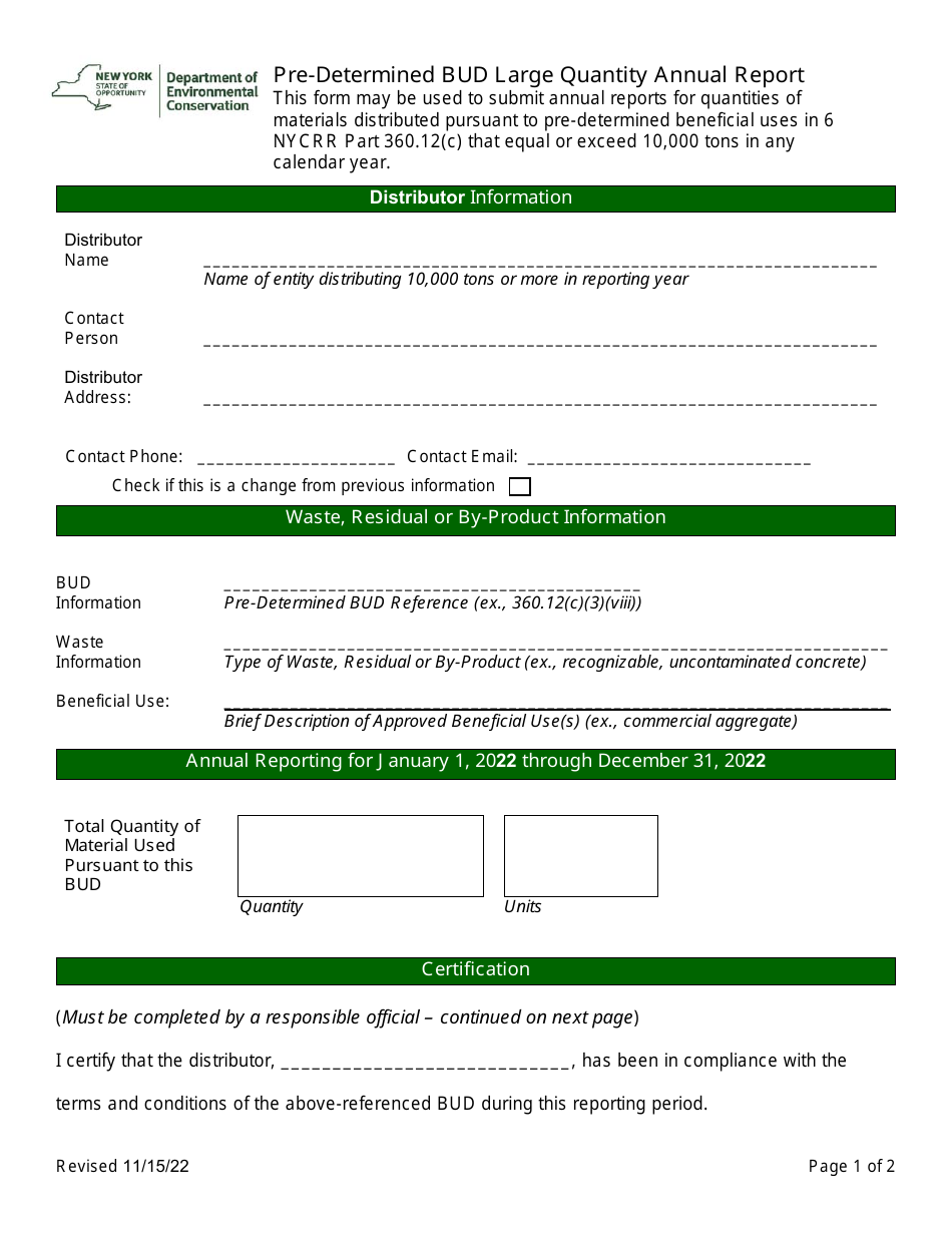 New York Pre-determined Bud Large Quantity Annual Report Download ...