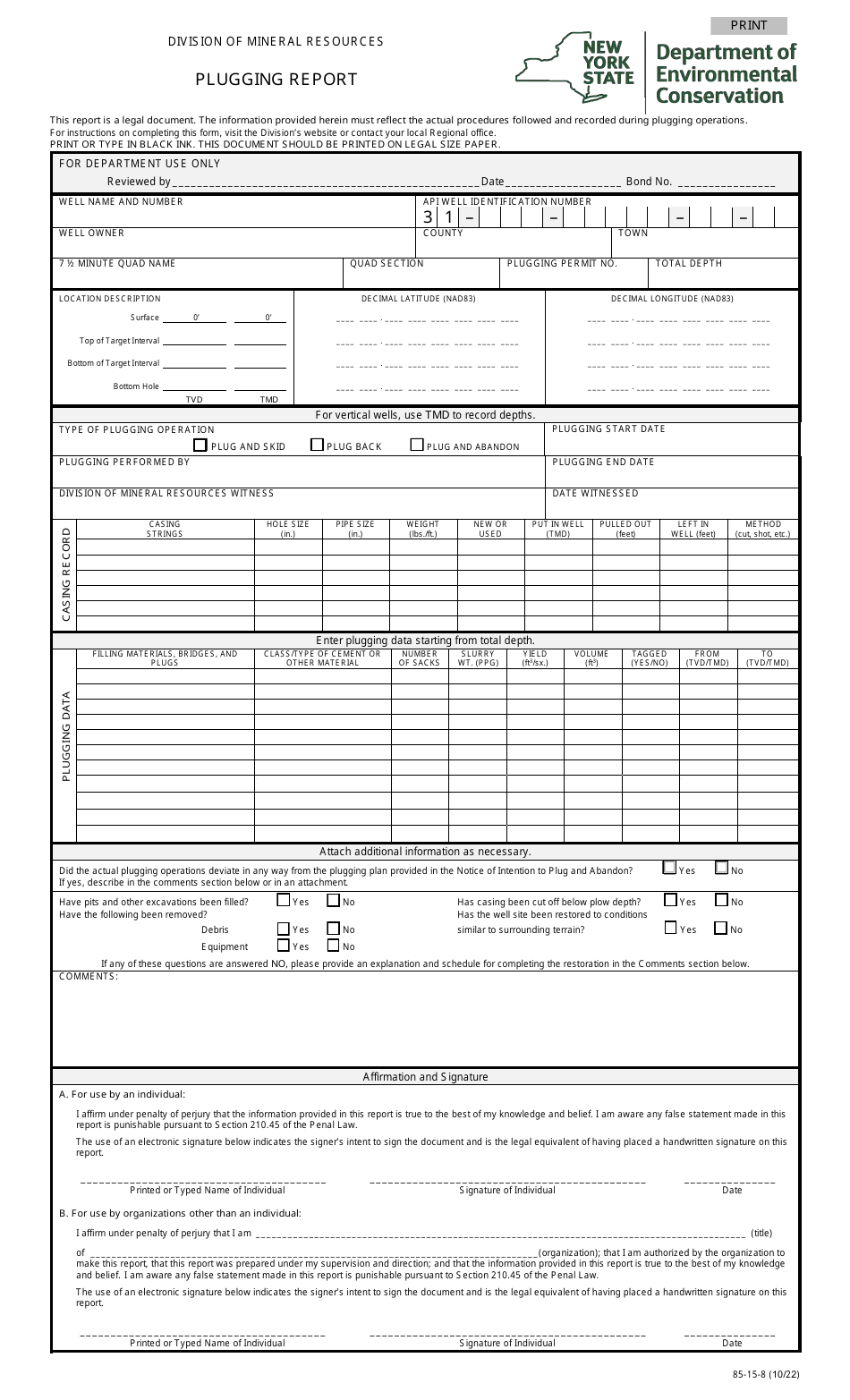 Form 85-15-8 - Fill Out, Sign Online and Download Fillable PDF, New ...