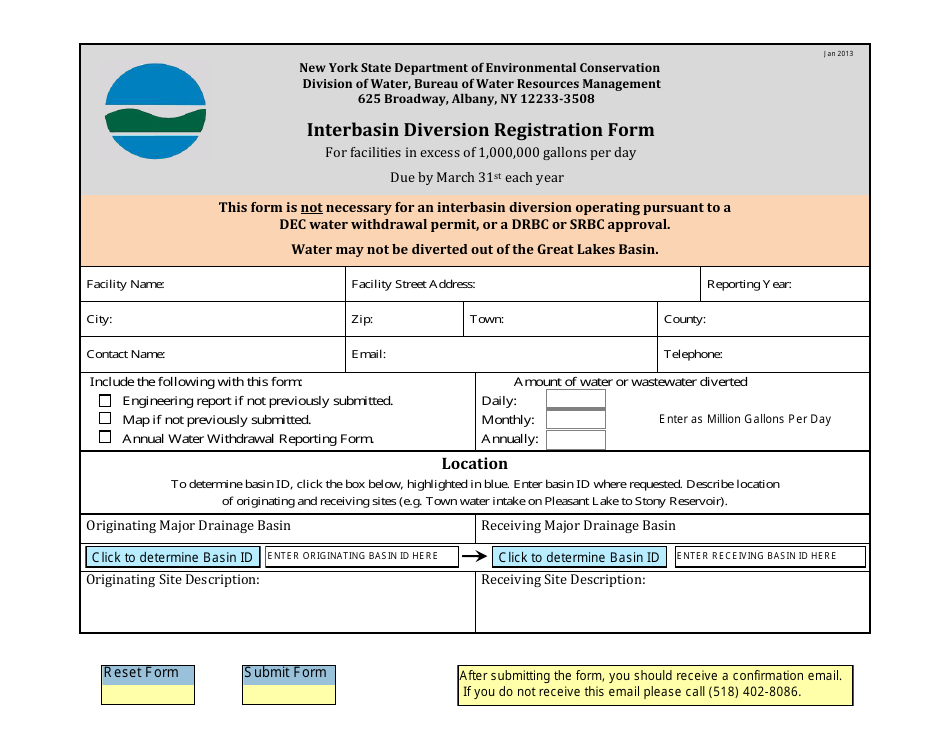 New York Interbasin Diversion Registration Form - Fill Out, Sign Online ...