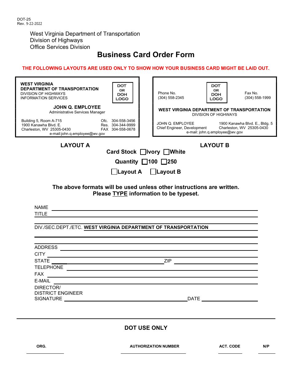 Form DOT-25 - Fill Out, Sign Online and Download Fillable PDF, West ...