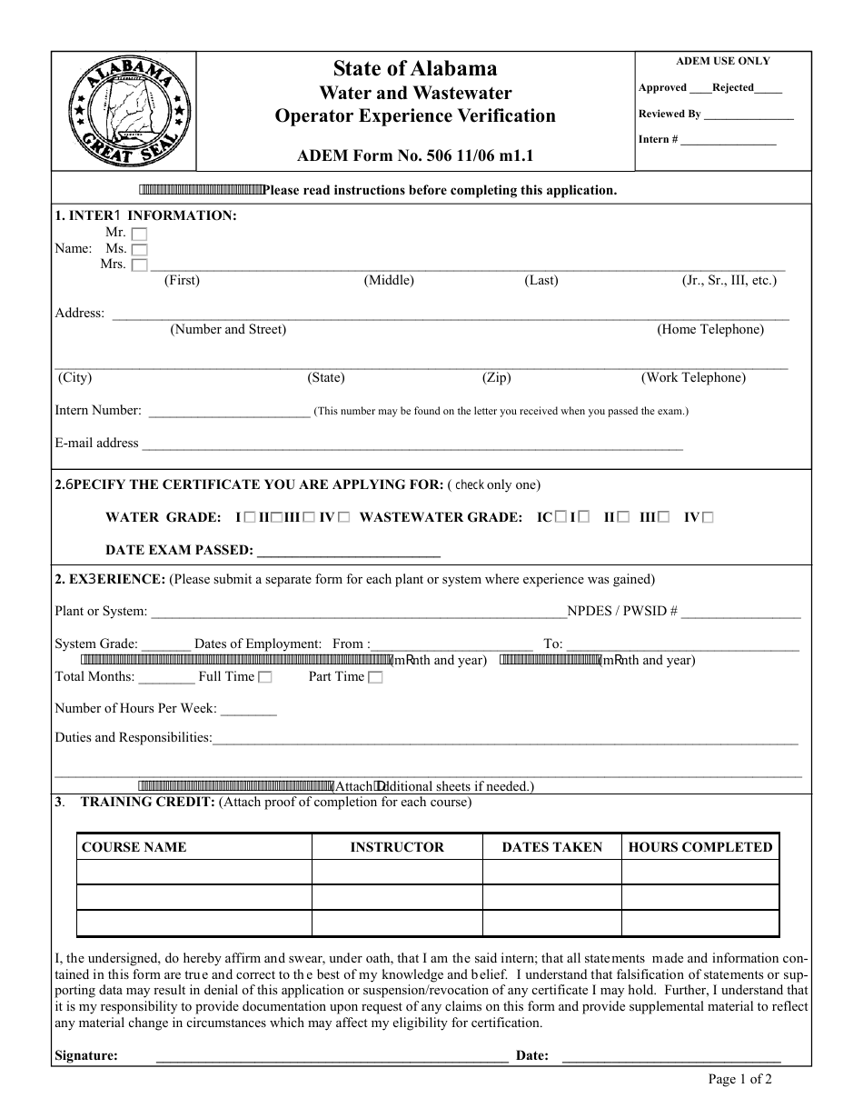 ADEM Form 506 - Fill Out, Sign Online and Download Fillable PDF ...