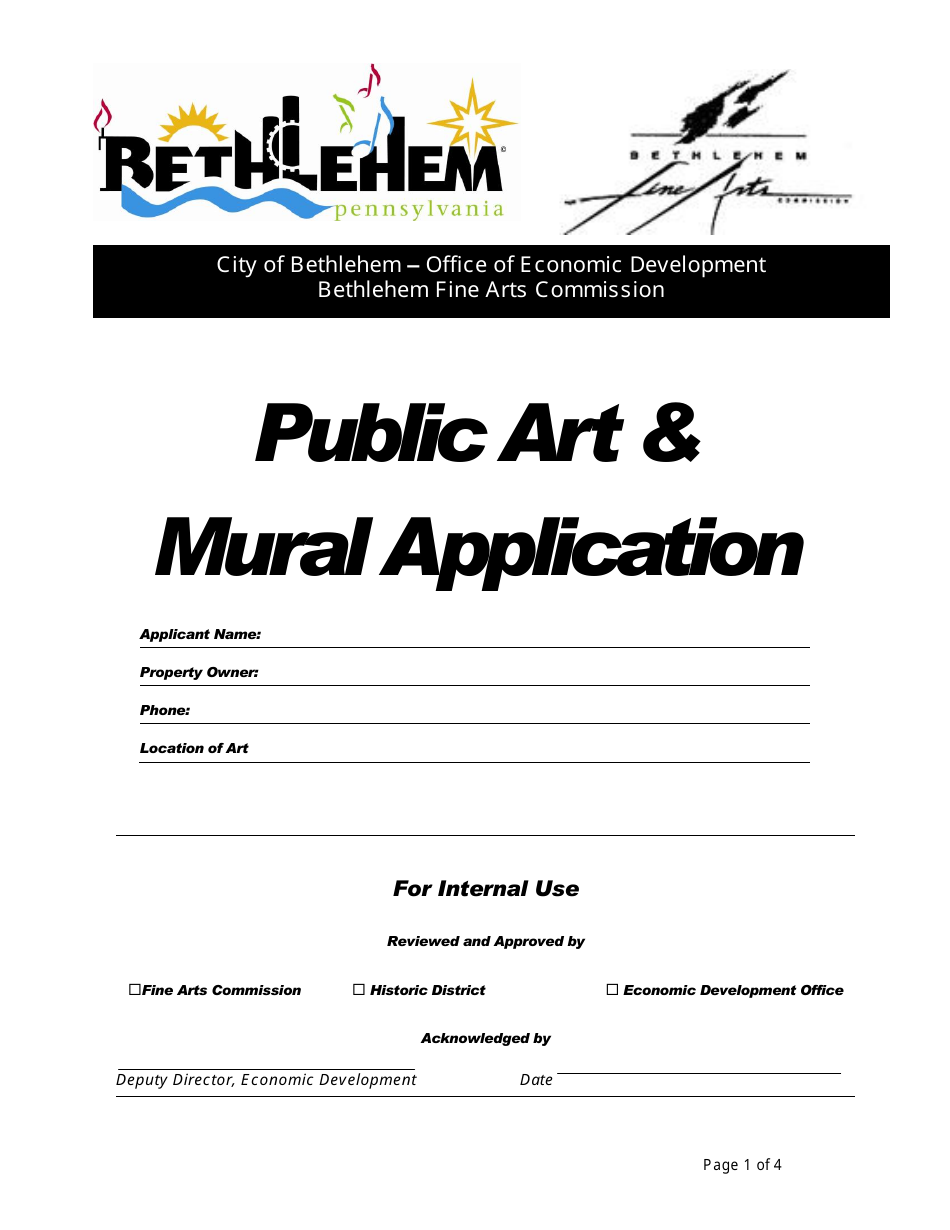 City of Bethlehem, Pennsylvania Public Art & Mural Application - Fill Out, Sign Online and ...