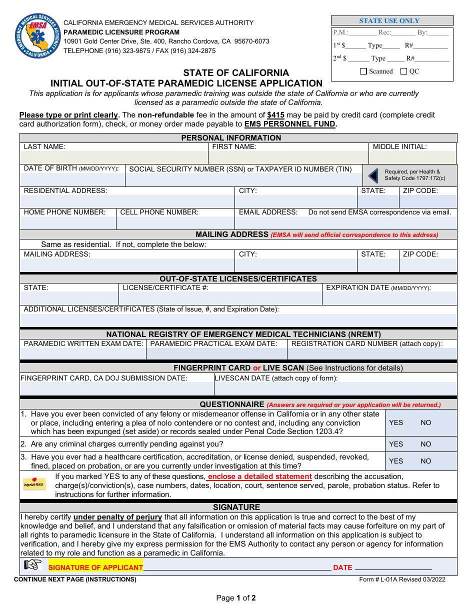 Form L-01A - Fill Out, Sign Online and Download Printable PDF ...