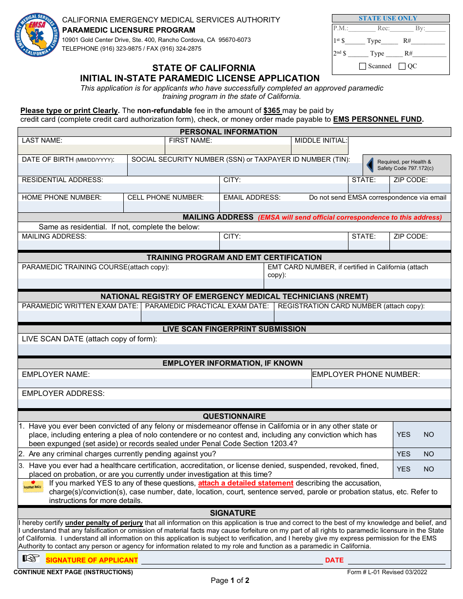 Form L-01 - Fill Out, Sign Online and Download Printable PDF ...