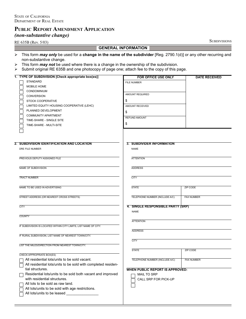 Form RE635B - Fill Out, Sign Online and Download Fillable PDF ...