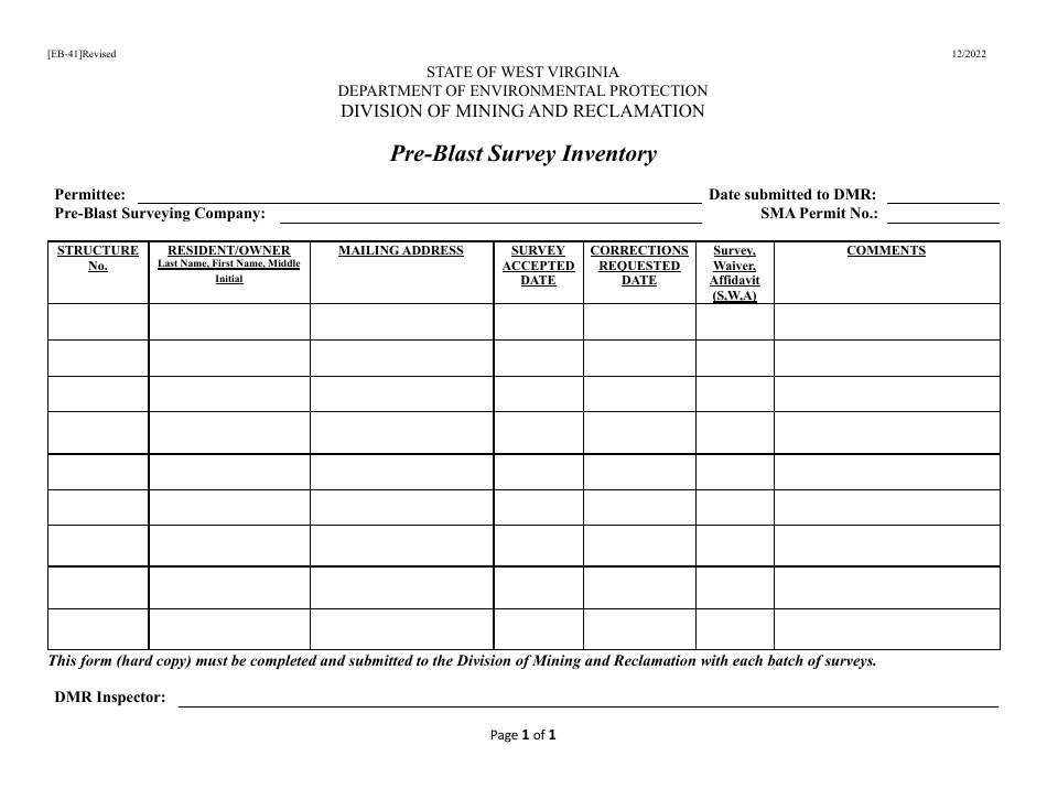 Form EB-41 - Fill Out, Sign Online and Download Fillable PDF, West ...