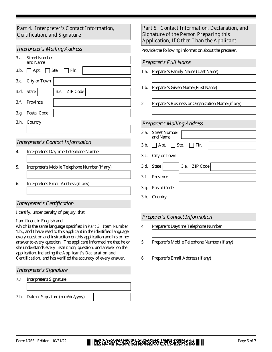 USCIS Form I 765 Download Fillable PDF Or Fill Online Application For