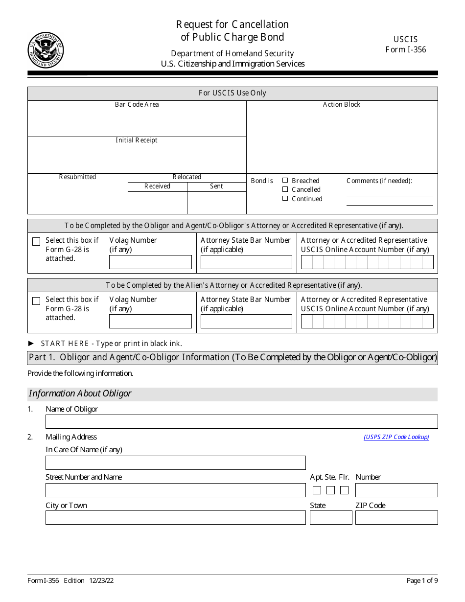 USCIS Form I-356 Download Fillable PDF or Fill Online Request for ...