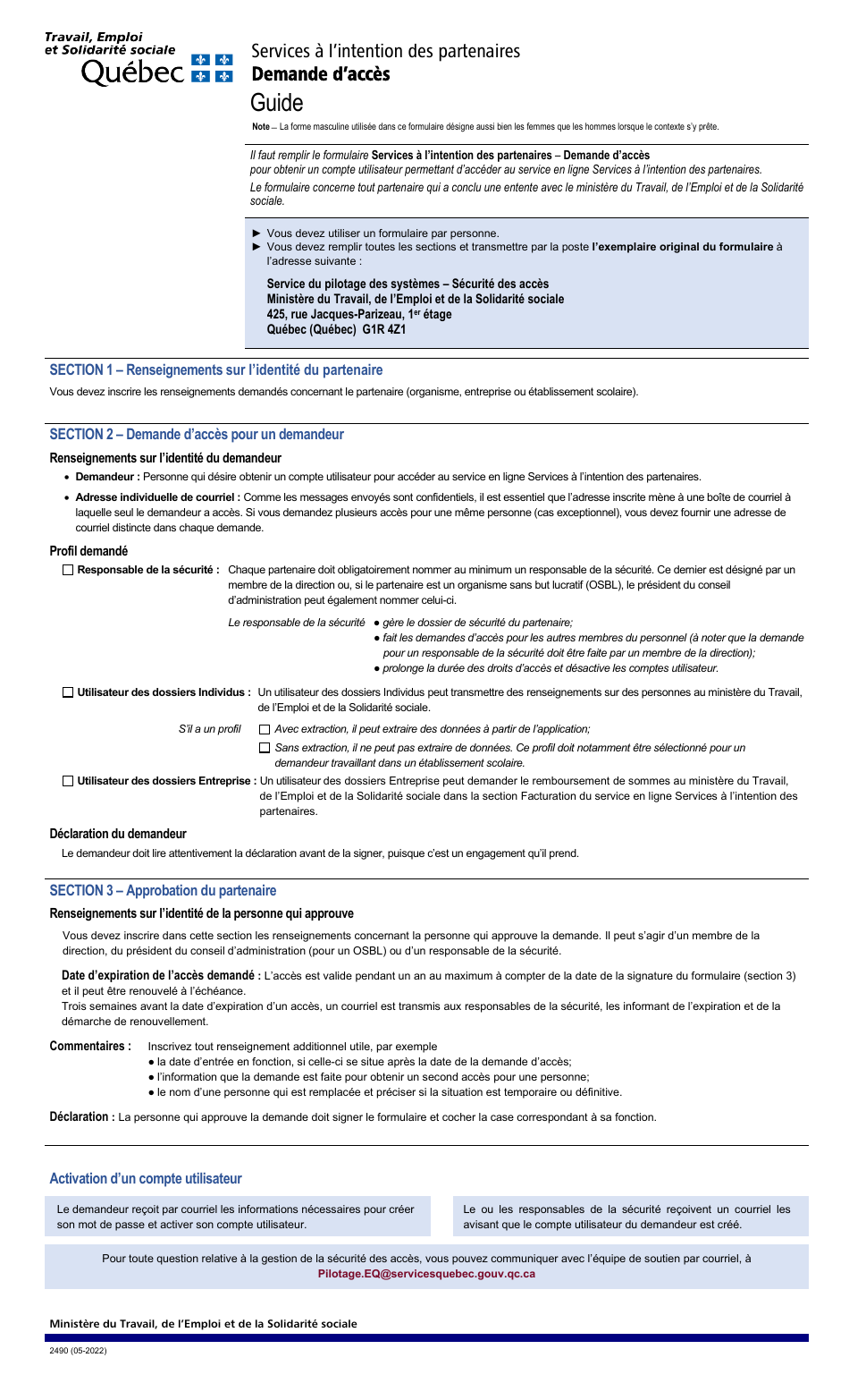 Forme 2490 - Fill Out, Sign Online and Download Fillable PDF, Quebec ...