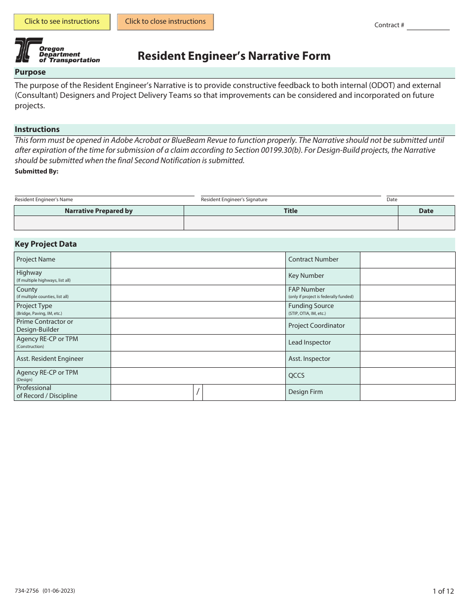 ODOT Form 734-2756 - Fill Out, Sign Online and Download Fillable PDF ...