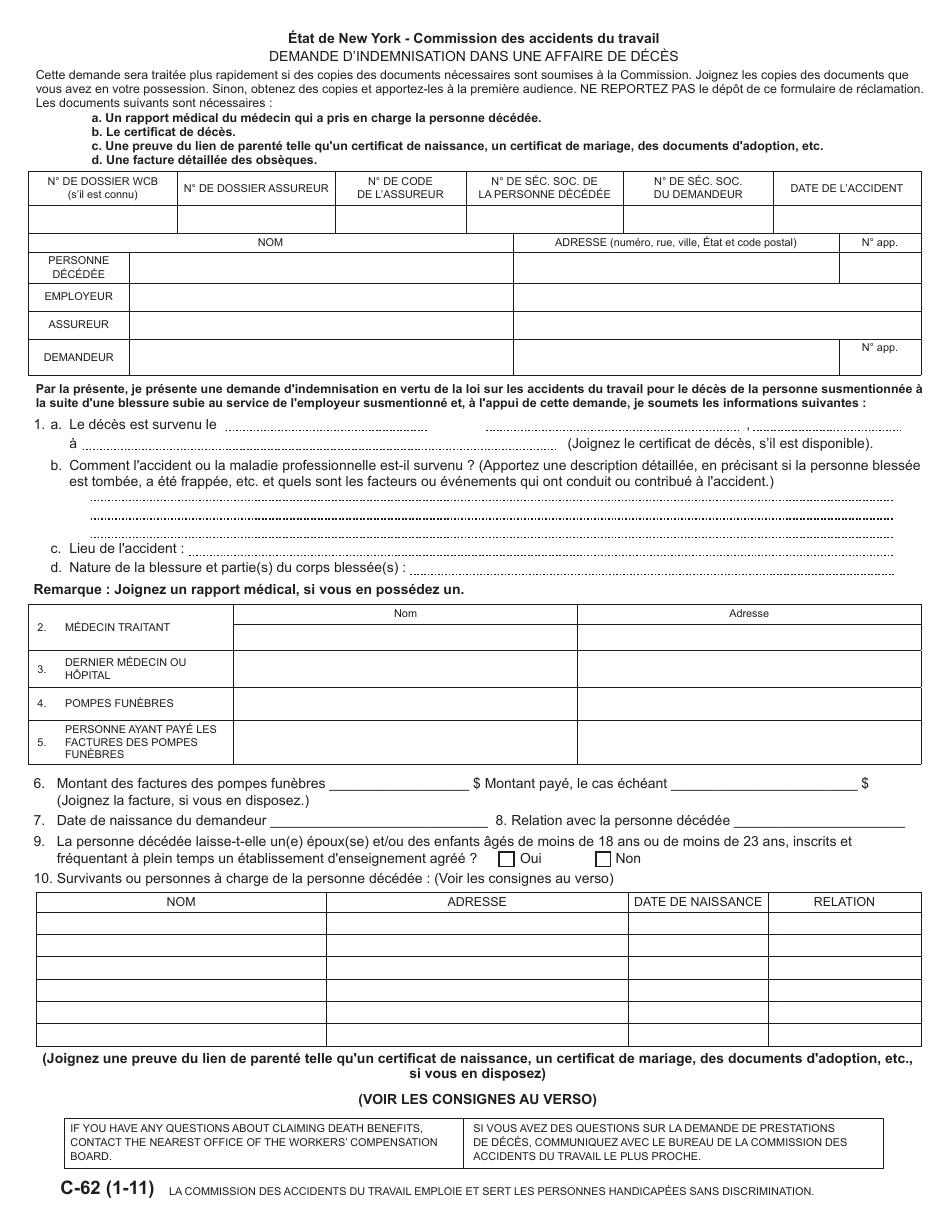 Forme C-62 - Fill Out, Sign Online and Download Fillable PDF, New York ...
