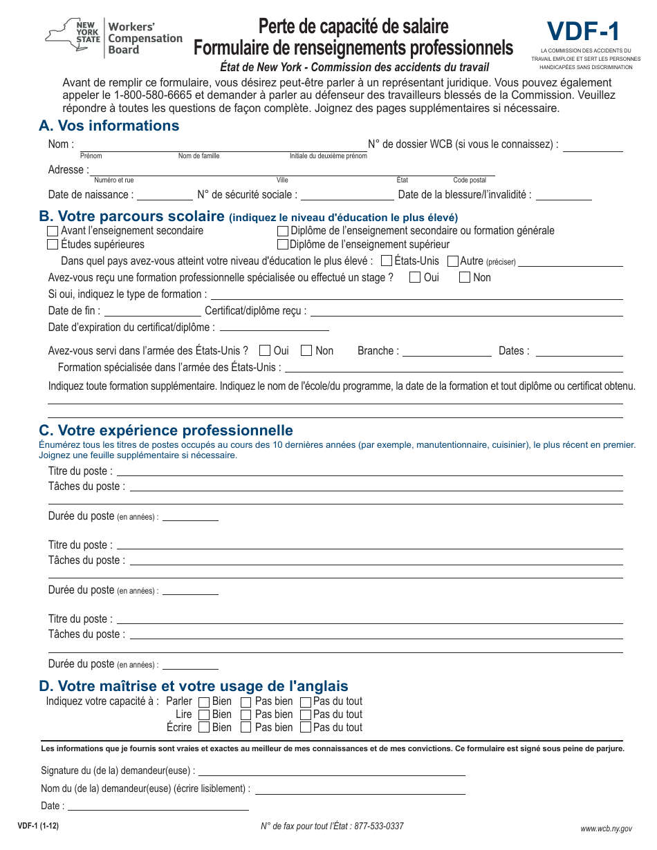 Forme VDF-1 - Fill Out, Sign Online and Download Fillable PDF, New York ...
