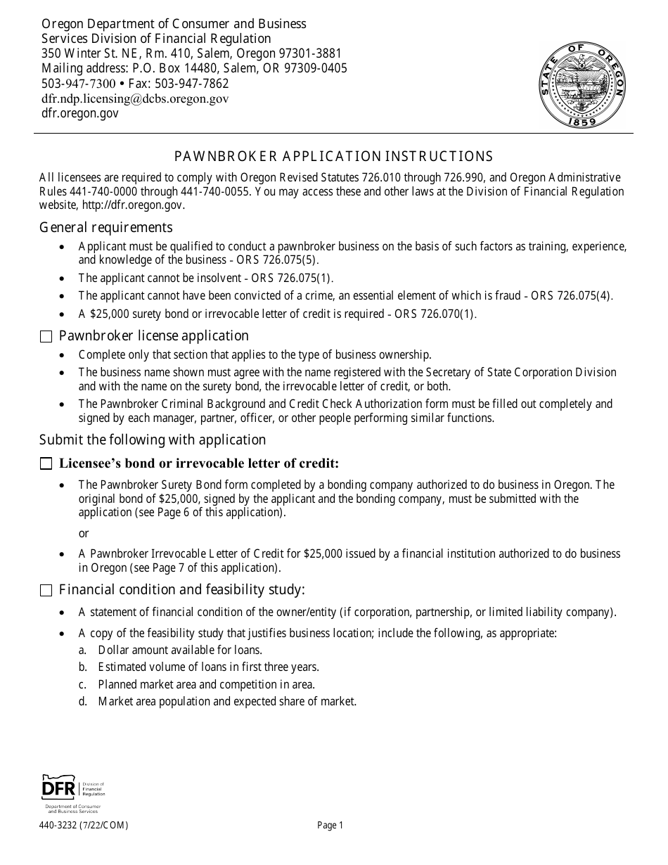Form 440-3232 - Fill Out, Sign Online and Download Fillable PDF, Oregon ...
