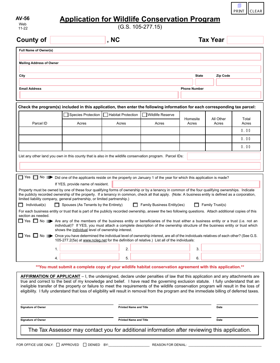 Form AV-56 Download Fillable PDF or Fill Online Application for ...