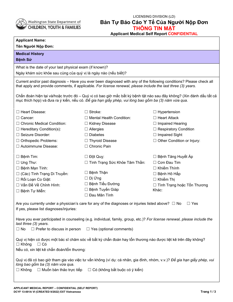 DCYF Form 13-001A - Fill Out, Sign Online and Download Printable PDF ...