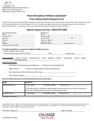 Vermont Prior Authorization Request Form - Bone Resorption Inhibitors Injectable - Fill Out ...