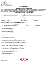 Vermont Multiple Sclerosis Prior Authorization Request Form Download ...