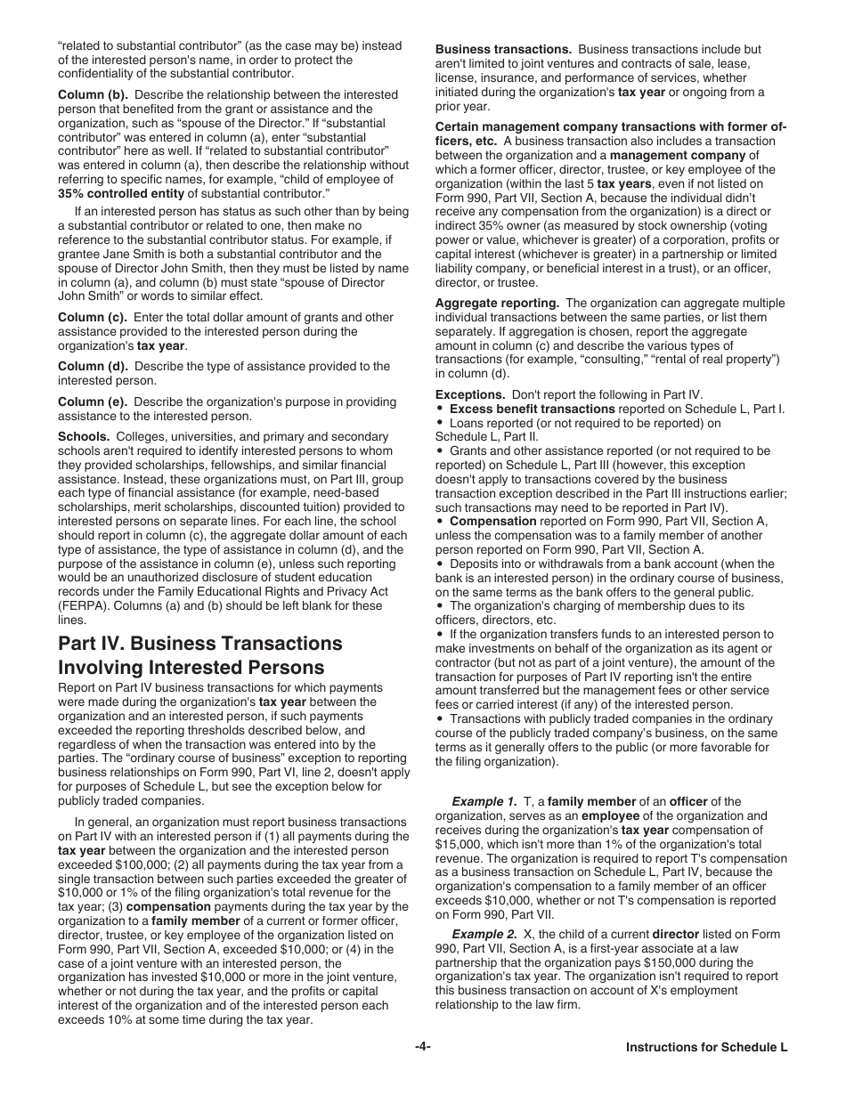 Download Instructions for IRS Form 990 Schedule L Transactions With ... Download Instructions for IRS Form 990 Schedule L Transactions With ...