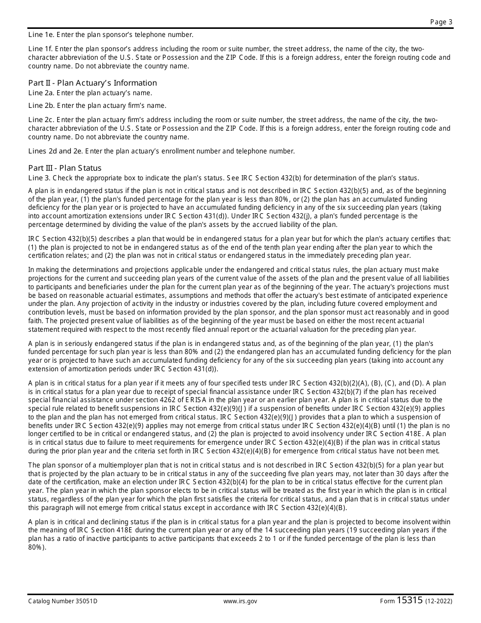 IRS Form 15315 - Fill Out, Sign Online and Download Fillable PDF | Templateroller