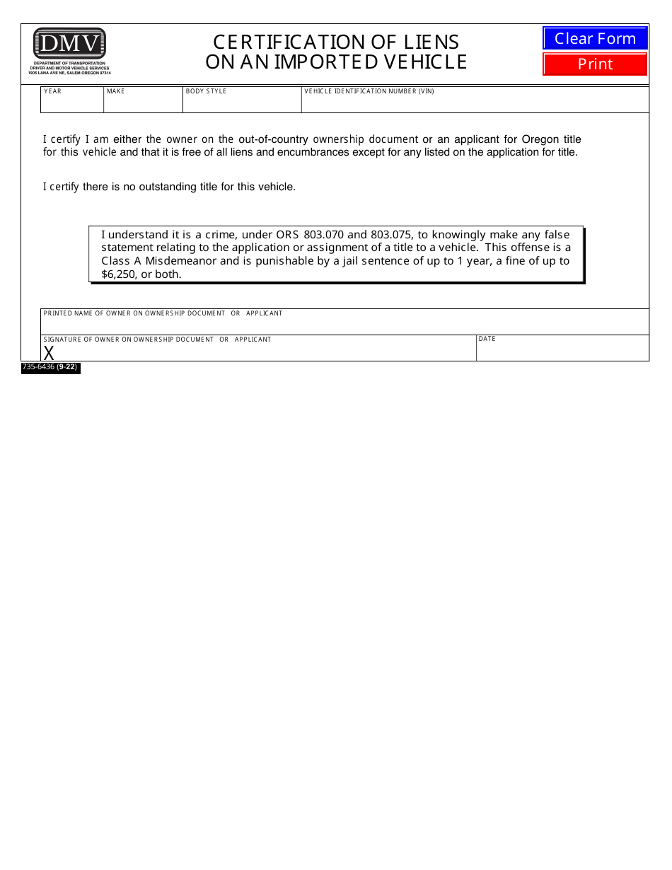 How To Put A Lien On A Vehicle In Oregon