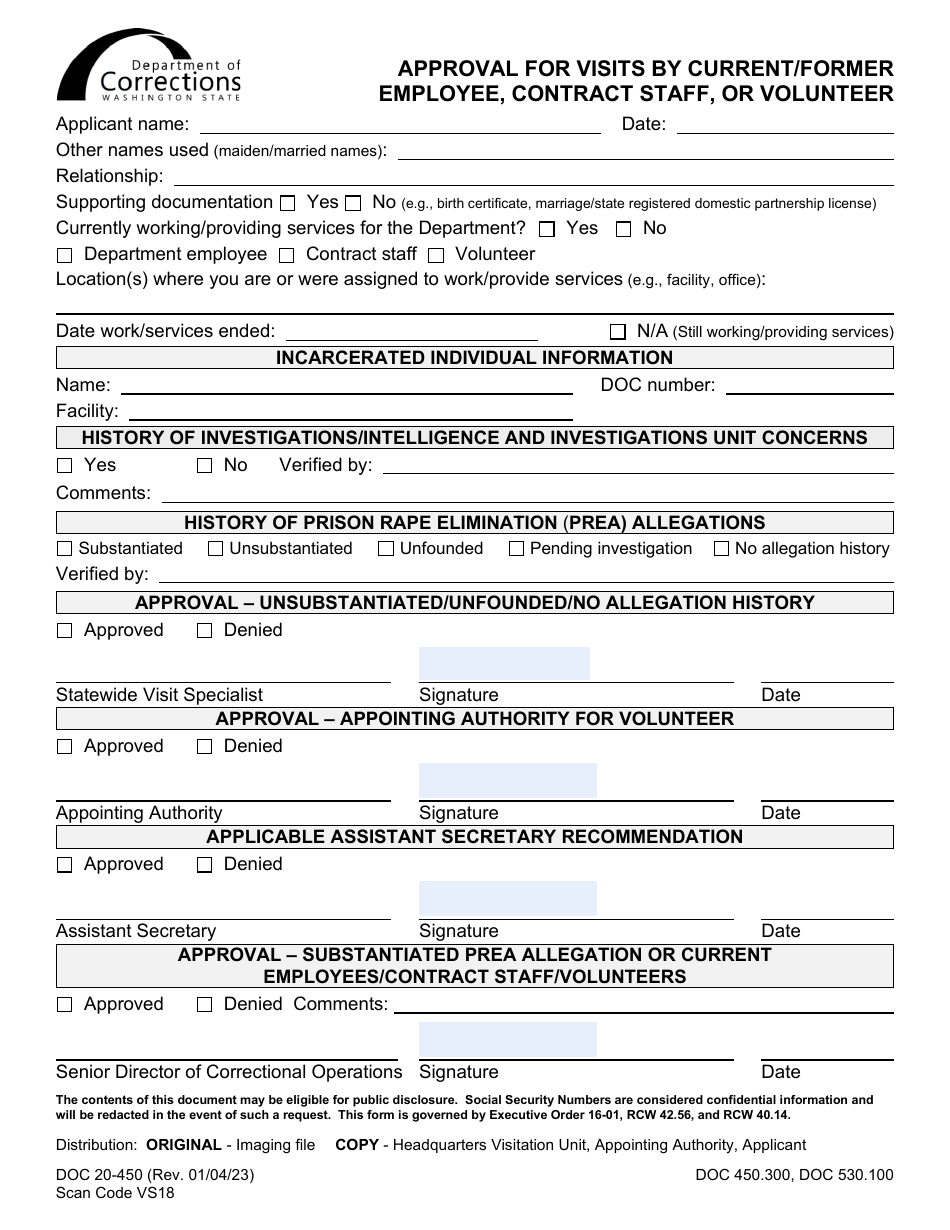 Form DOC20-450 Download Printable PDF or Fill Online Approval for ...