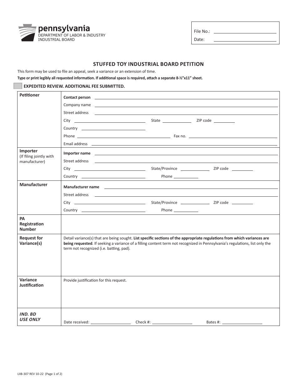 Form LIIB-307 - Fill Out, Sign Online and Download Fillable PDF ...