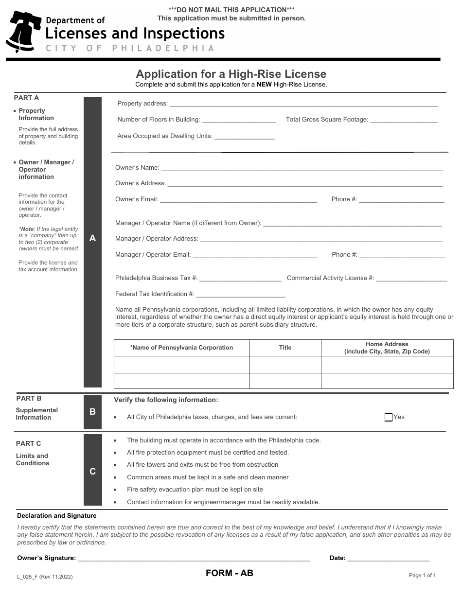 Form AB (L_025_F) - Fill Out, Sign Online and Download Fillable PDF ...