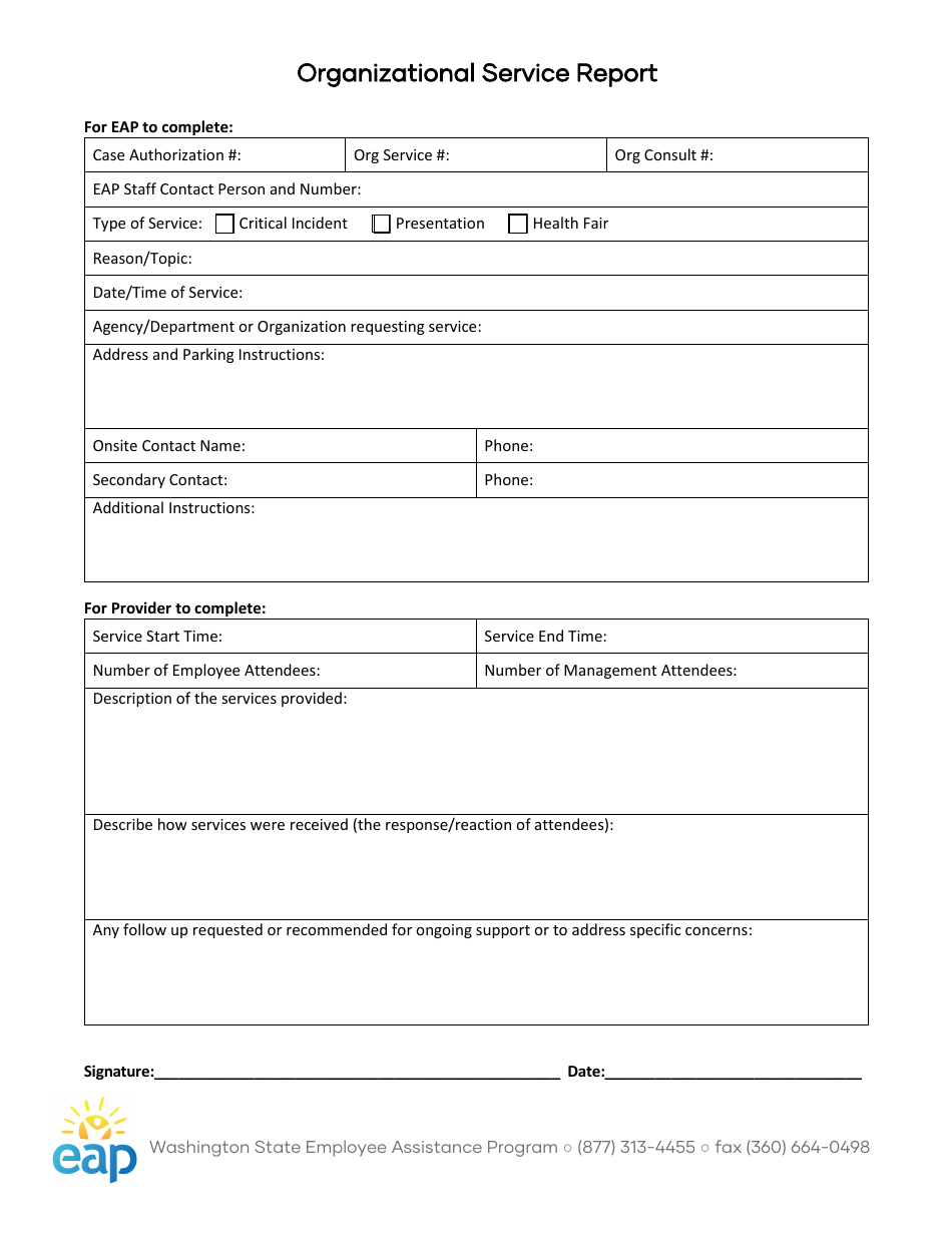 Washington Organizational Service Report - Fill Out, Sign Online and ...