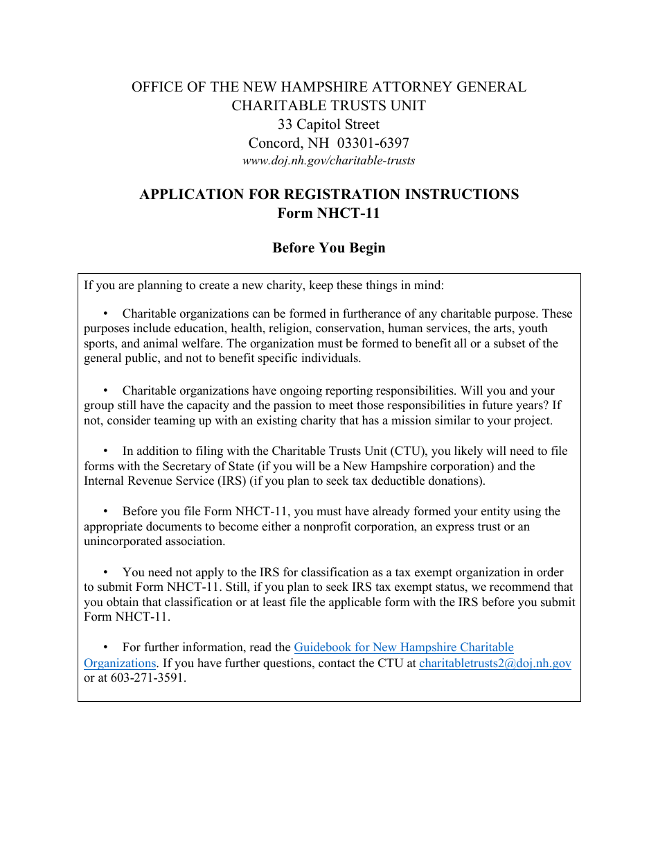 Download Instructions for Form NHCT-11 Application for Registration PDF ...