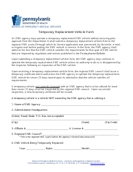 Pennsylvania Temporary Replacement Vehicle Form Download Printable PDF ...