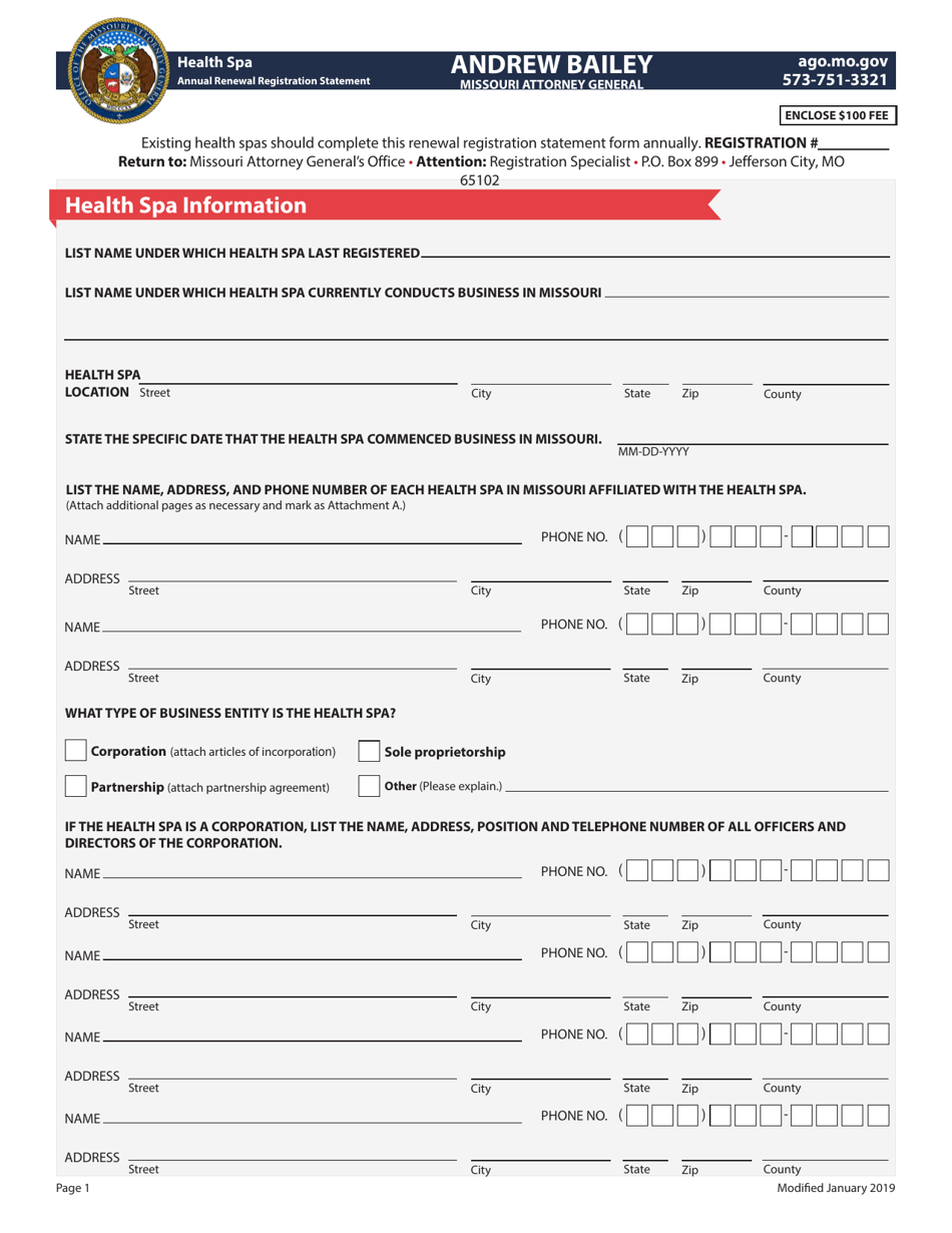 Missouri Health SPA Annual Renewal Registration Statement - Fill Out ...