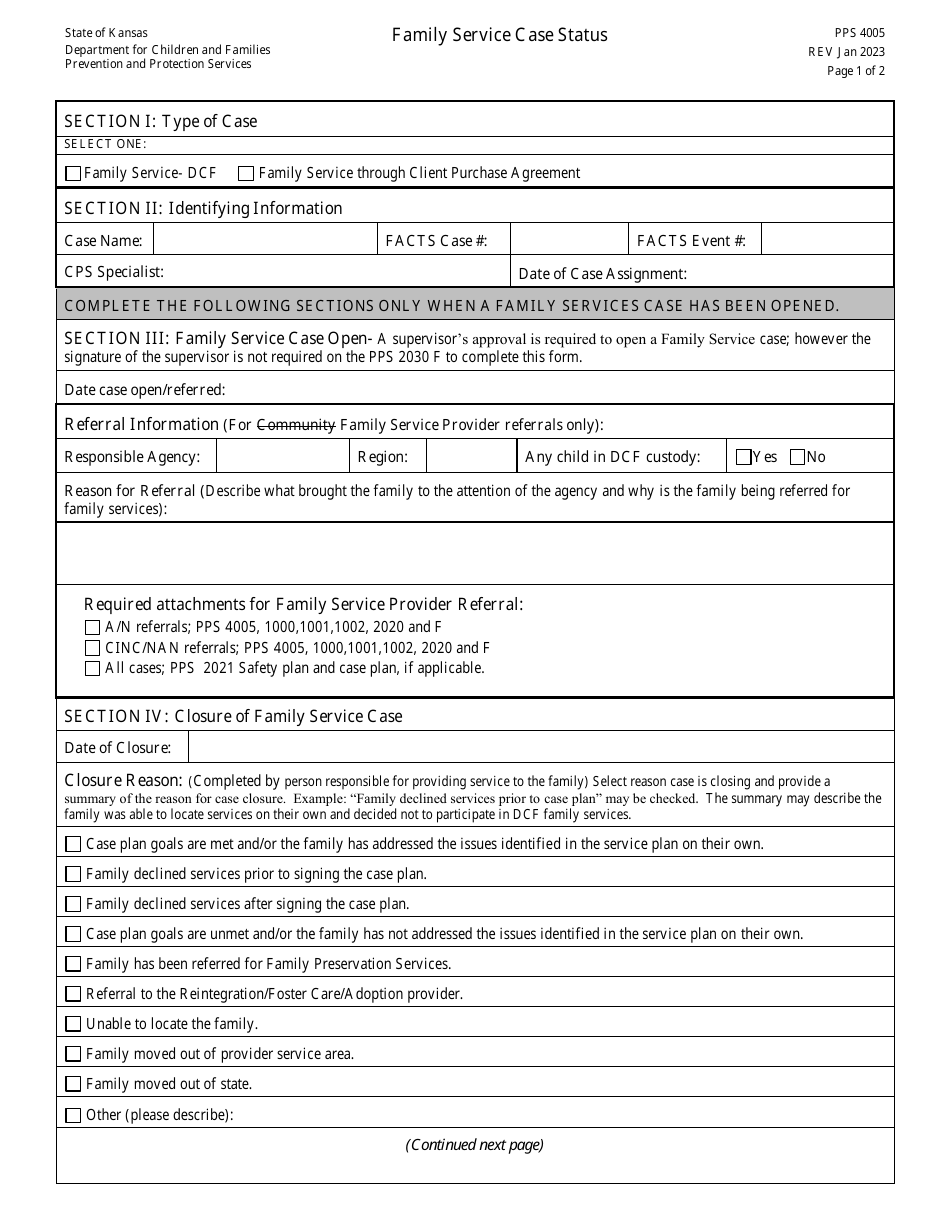 Form PPS4005 Download Printable PDF Or Fill Online Family Service Case form-pps4005-download-printable-pdf-or-fill-online-family-service-case
