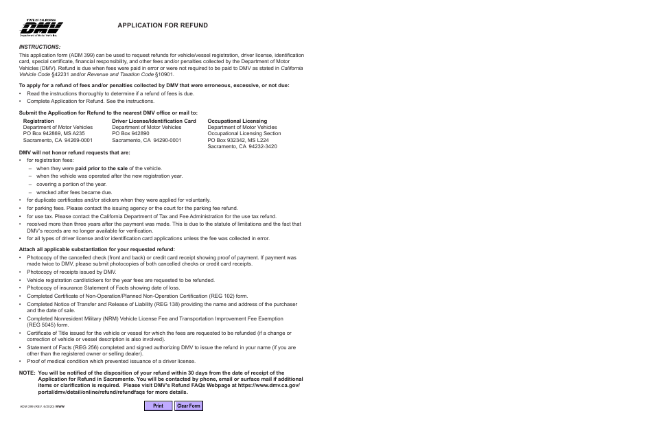 Form ADM399 - Fill Out, Sign Online and Download Fillable PDF ...