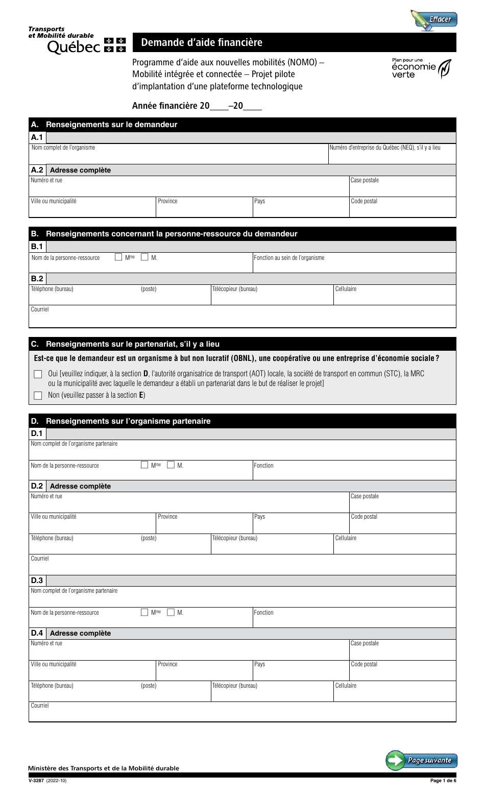 Forme V-3287 - Fill Out, Sign Online and Download Fillable PDF, Quebec ...