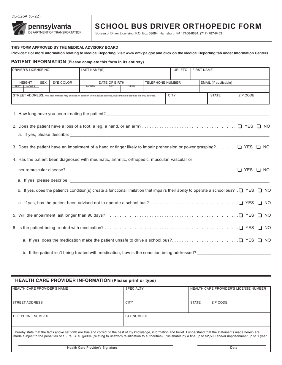 Form DL-126A - Fill Out, Sign Online and Download Fillable PDF ...