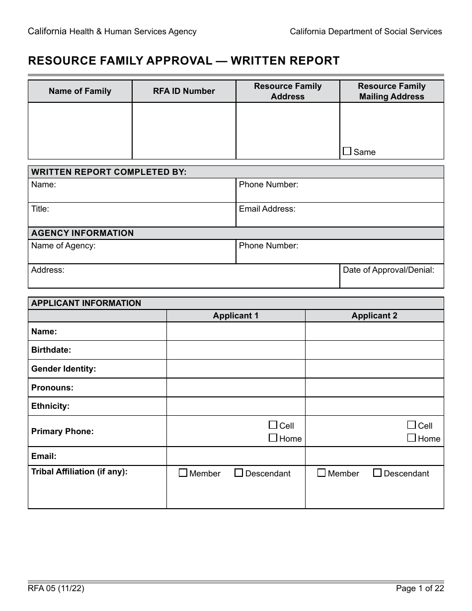 Form RFA05 - Fill Out, Sign Online and Download Fillable PDF ...