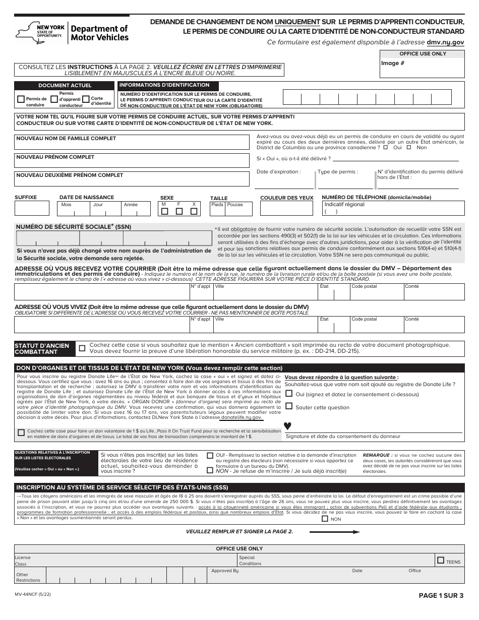 Forme MV-44NCF - Fill Out, Sign Online and Download Fillable PDF, New ...