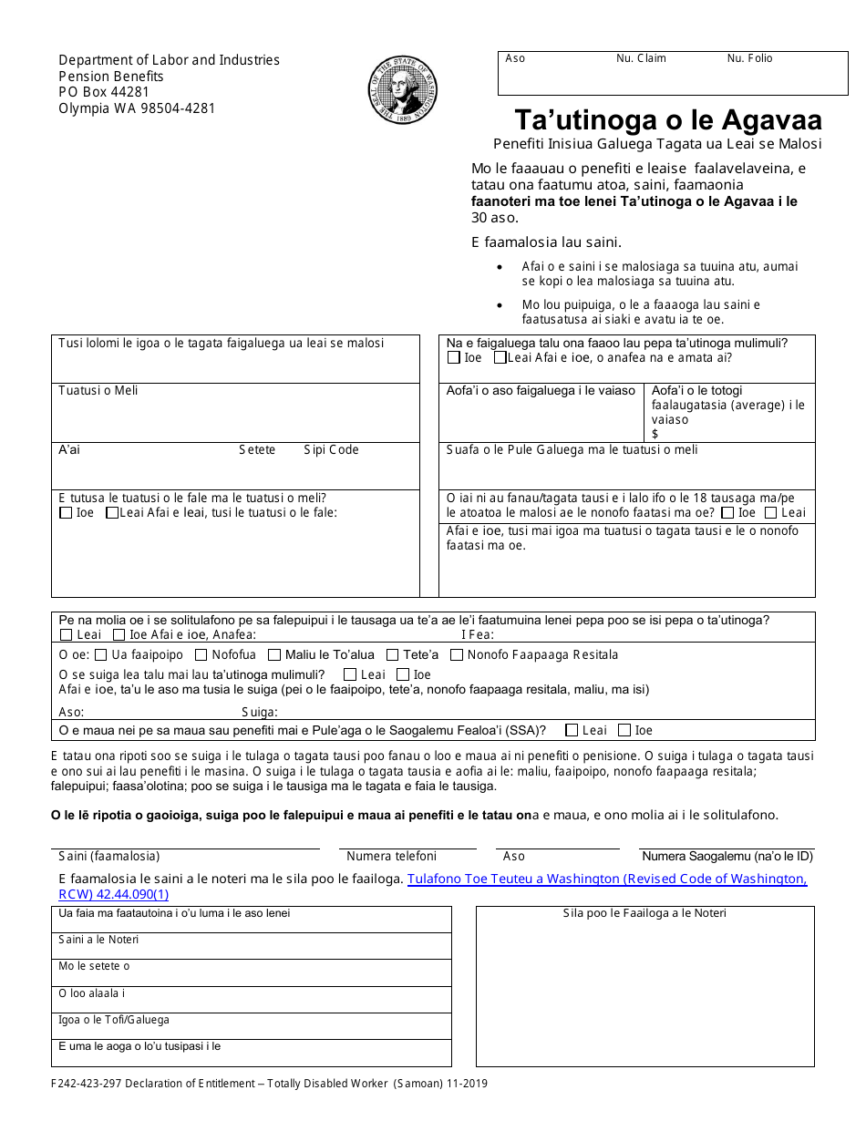 Form F242-423-297 - Fill Out, Sign Online and Download Printable PDF ...
