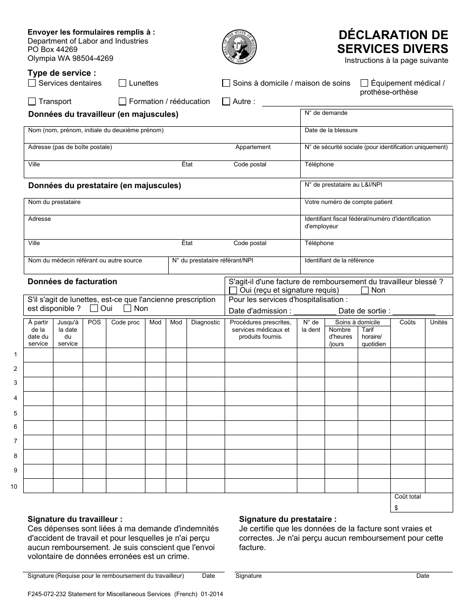 Forme F245-072-232 - Fill Out, Sign Online and Download Printable PDF ...