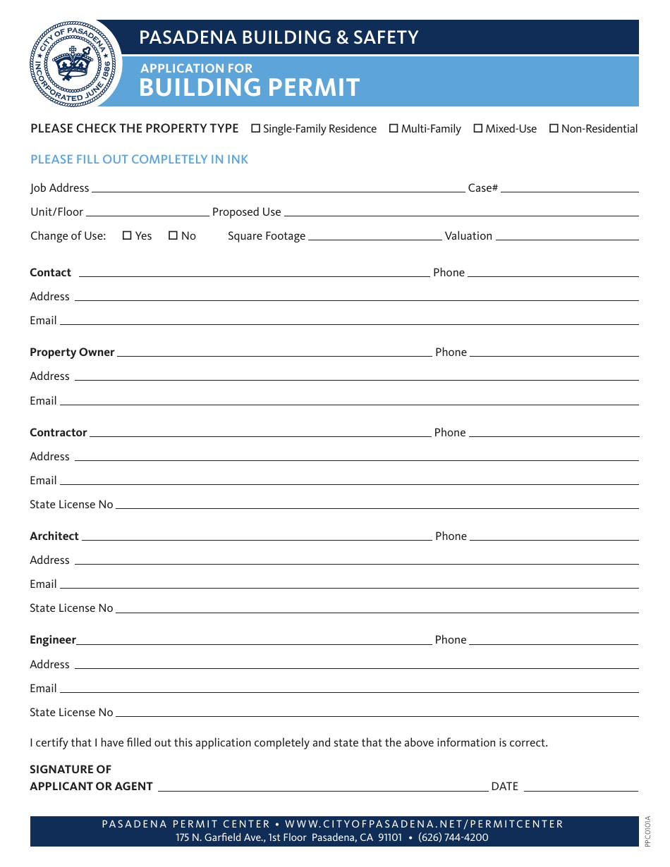Form PPC0101A - Fill Out, Sign Online and Download Printable PDF, City ...