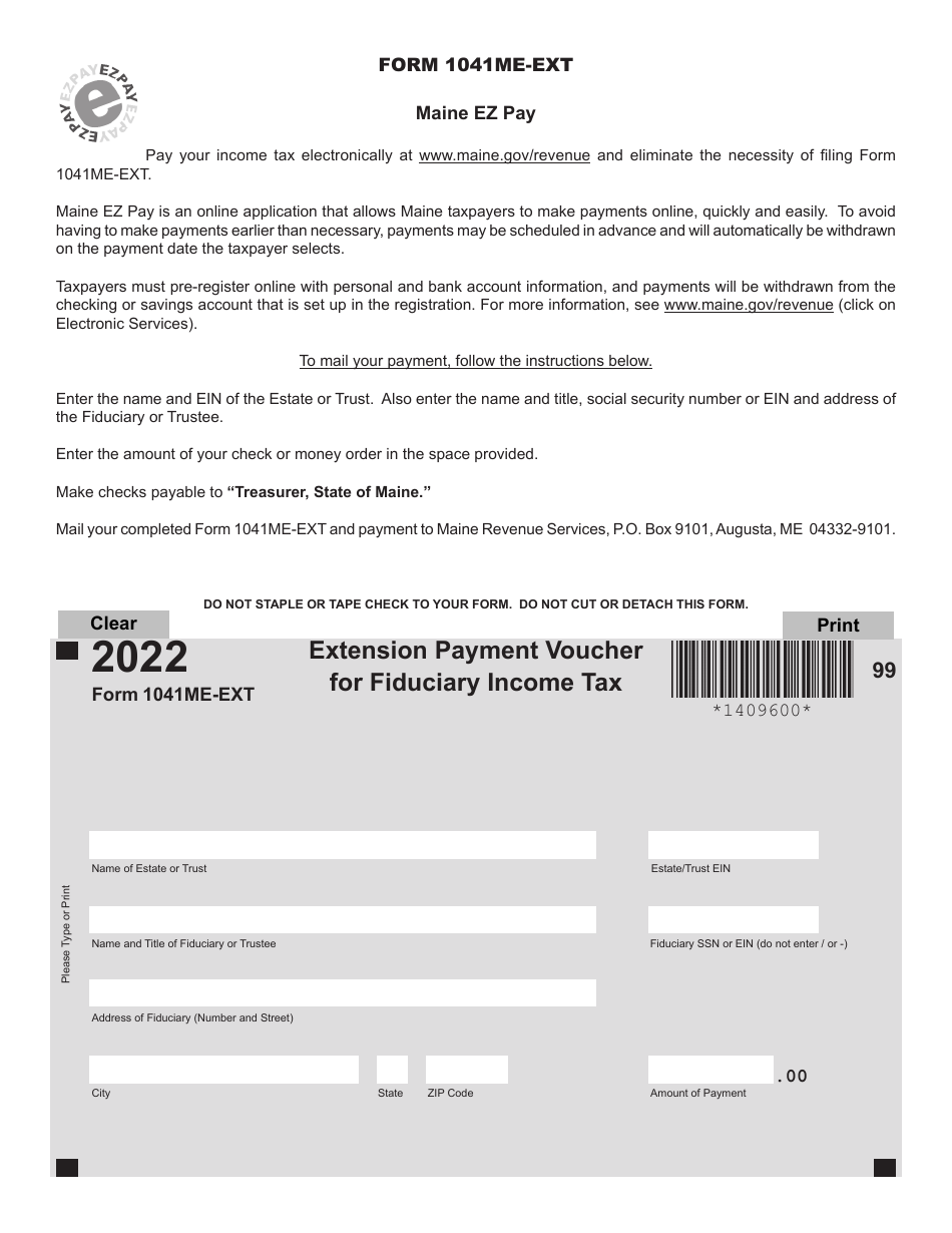 Form 1041ME-EXT - 2022 - Fill Out, Sign Online and Download Fillable ...