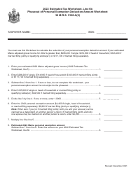 2022 Maine Phaseout of Personal Exemption Deduction Amount Worksheet ...