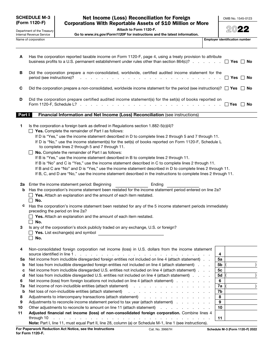 IRS Form 1120-F Schedule M-3 - 2022 - Fill Out, Sign Online and ...