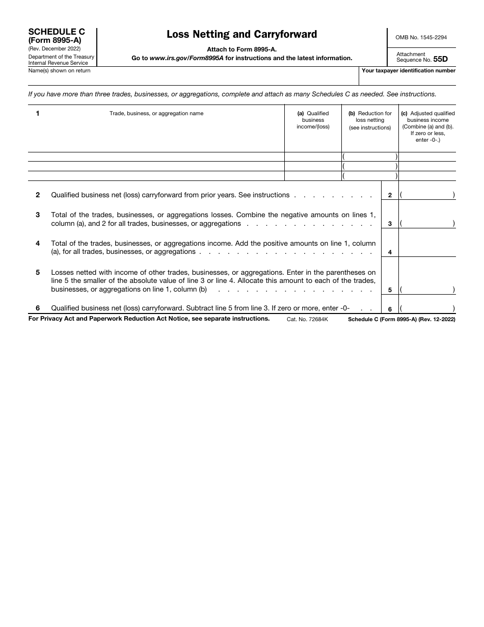 IRS Form 8995-A Schedule C Download Fillable PDF or Fill Online Loss ...