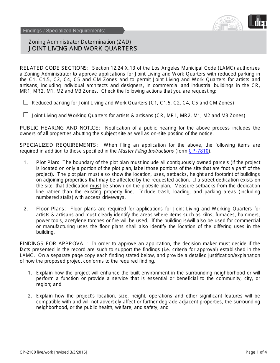Form CP-2100 - Fill Out, Sign Online and Download Fillable PDF, City of ...