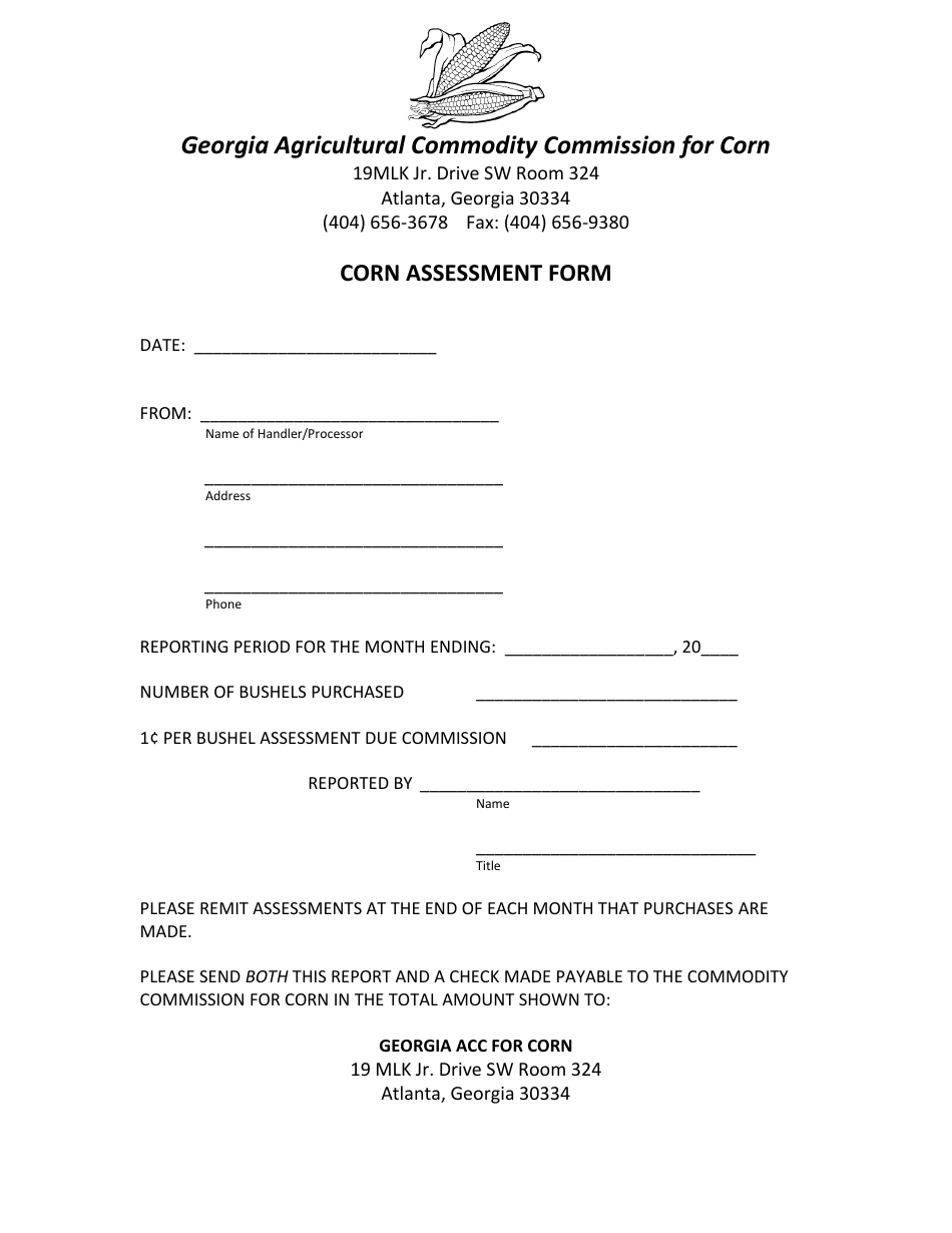Georgia (United States) Corn Assessment Form - Fill Out, Sign Online ...